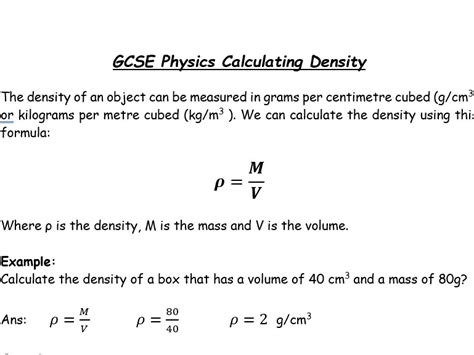 Gcse Physics Calculating Density Teaching Resources