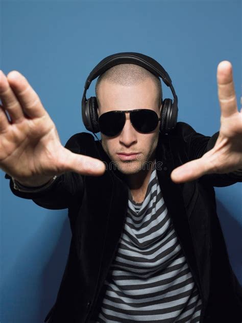 Cool Man Wearing Headphones And Sunglasses Stock Image Image Of Face
