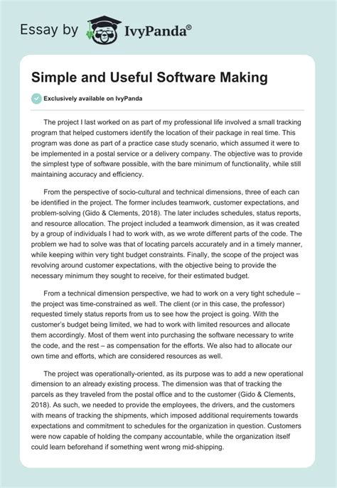 Simple And Useful Software Making 562 Words Essay Example