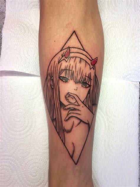 Zero Two Tattoo Scary Tattoos Cool Forearm Tattoos Anime Tattoos Leg