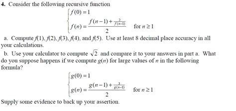 Solved Consider The Following Recursive Function Compute Chegg