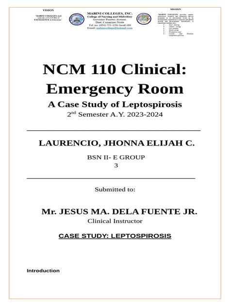 Leptospirosis Case Study Edited 1 Pdf