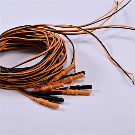 2 Wire Parallel Flat Eeg Electrodes Orange And Black Yqf Medical Cable