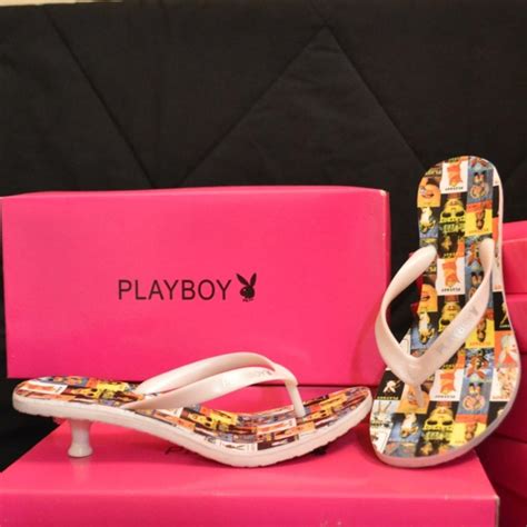 PLAYBOY Hi Flop White Kitten Heel Flip Flop Depop