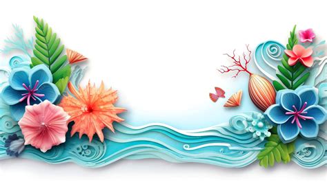 Premium Ai Image Sea Elements Card Template Beach Background Design
