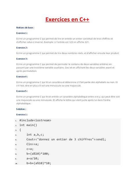 Exercices En C Pdf