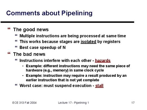 Ece 313 Computer Organization Lecture 17 Pipelined Processor