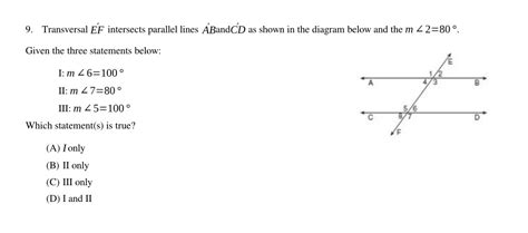 Solved Transversal Ef ﻿intersects Parallel Lines Ab ﻿and