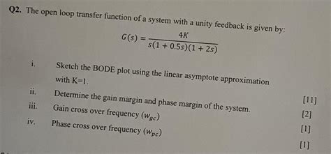 Solved Q2 The Open Loop Transfer Function Of A System With