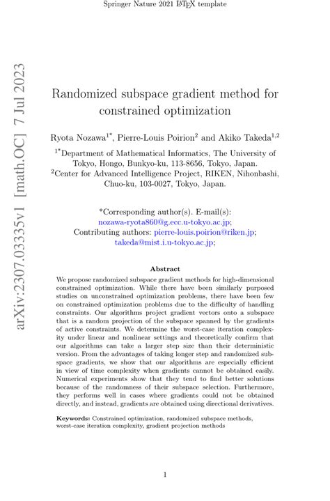Pdf Randomized Subspace Gradient Method For Constrained Optimization