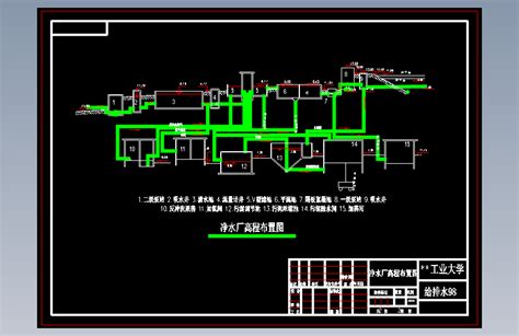 冷水处理厂高程布置图 AutoCAD 2004 模型图纸下载 懒石网