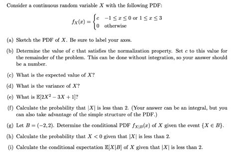 Consider A Continuous Random Variable X With The Chegg