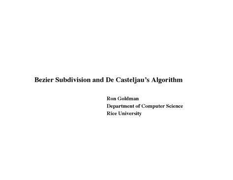 Bezier Subdivision And De Casteljaus Algorithm Comp 360 Docsity