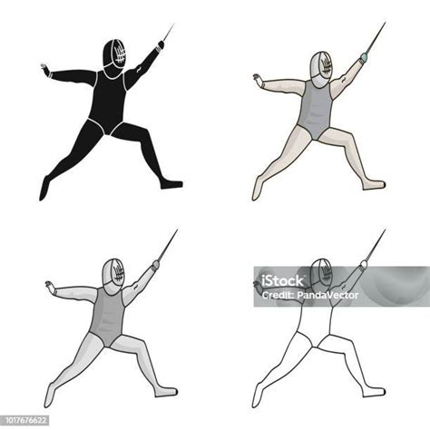 칼 선수 옷 펜싱 대회입니다 올림픽 스포츠 단일 만화 스타일 벡터 기호 재고 일러스트 웹에서 아이콘 Championship에 대한 스톡 벡터 아트 및 기타 이미지 Istock