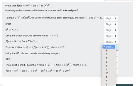 Solved Prove That F N 5n2 6n 7 Is O N Matching Each Chegg