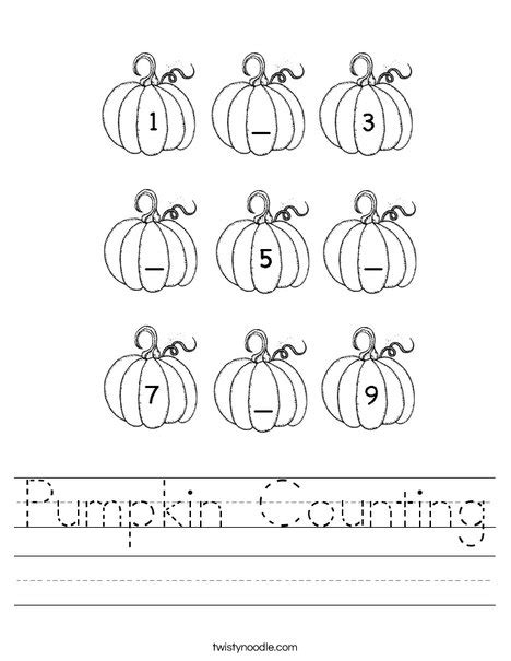 Pumpkin Counting Worksheet Twisty Noodle