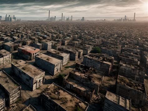Horror Zombie Apokalypse mit einer verlassenen Stadtgebäude und Fahrzeugillustration Premium