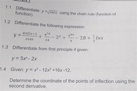 Solved Differentiate Y Secx Using The Chain Rule Chegg Com