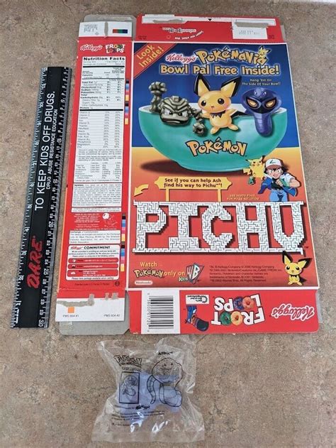Vintage Kelloggs Froot Loops Cereal Box Pokemon Bowl Pal Arbok 2001 Nintendo 4639446225