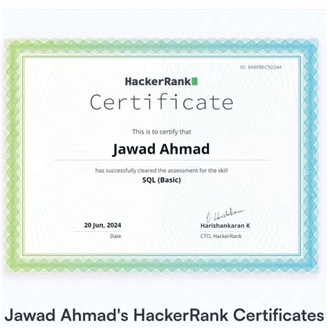 jawad ahmad on linkedin sql dataanalysis hackerrank continuouslearning c