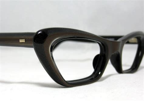 Vintage Cat Eye Glasses Angular Shape In Bronze And Black Etsy
