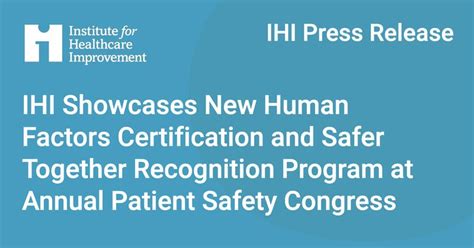 Ihi Launches Cphfh Certification And Safer Together Program Ihi