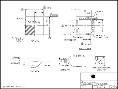 TQFN Drawing by Analog Devices Inc./Maxim Integrated Datasheet | DigiKey
