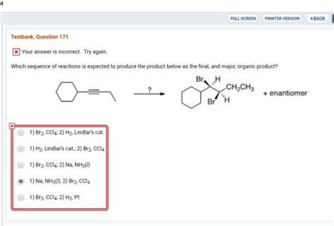 Testbank Question 171 Which Sequence Of Reactions Is Expected To