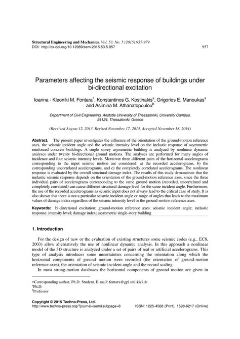 Pdf Parameters Affecting The Seismic Response Of Buildings Under Bi