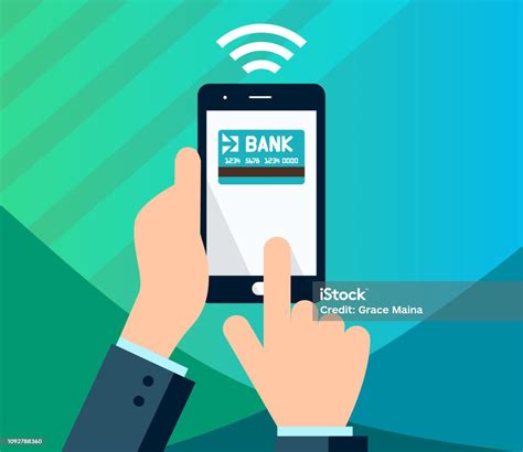 스마트폰 결제 거래 신용 카드 무선 스마트폰을 사용 하 여 Brand Name Mobile Payment에 대한 스톡 벡터 아트