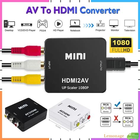 【ready Stock】av Rca To Hdmi Converter 1080p Mini Rca Composite Cvbs