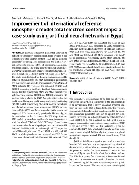 Pdf Improvement Of International Reference Ionospheric Model Total Electron Content Maps A