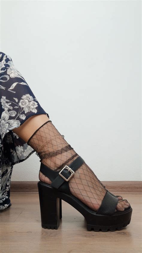 Black Sheer Socks Net Pattern For Woman Rete Tulle Socks P Inspire