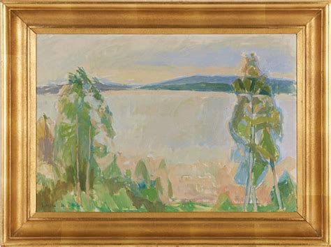 Simone De Dardel 1913 1996 Vy över Fjällsjö Olja På Duk Ca 1940 Tal Signerad Konst