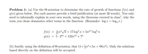 Solved Problem A Use The O Notation To Determine The Chegg Com