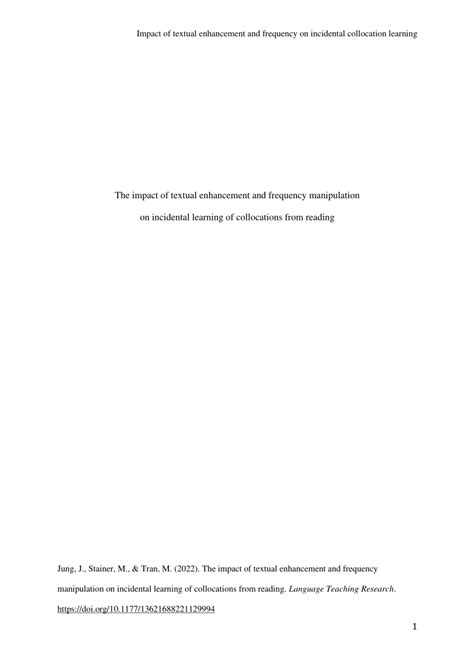 Pdf Impact Of Textual Enhancement And Frequency On Incidental