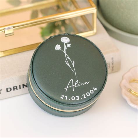 Personalised Birth Flower Travel Jewellery Case Thats Nice That