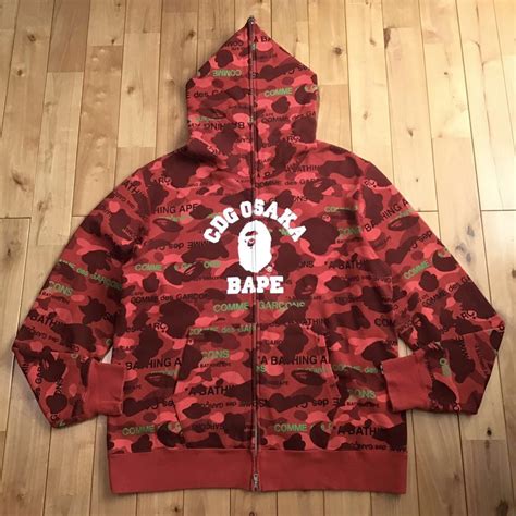 Bape 2022 🔥cdg Osaka Limited🔥 Bape Red Camo Full Zip Hoodie Ape Grailed