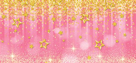 Estrela Dourada Glitter Com Fita No Modelo De Fundo Rosa Rosa Pastel