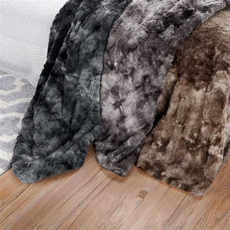 Langria Faux Fur Fleece Blanket Throw Soft Fur Throw Blanket On The