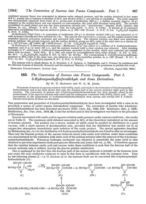 183 The Conversion Of Sucrose Into Furan Compounds Part I 5