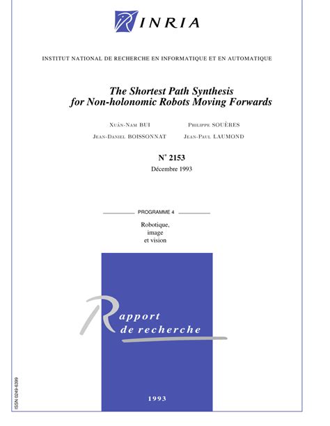 Pdf The Shortest Path Synthesis For Non Holonomic Robots Moving Forwards