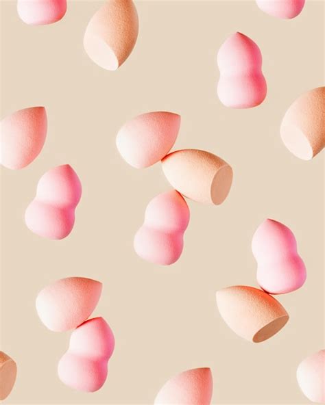 Premium Photo Pattern With Beauty Blender Sponge Pink Beige Colored