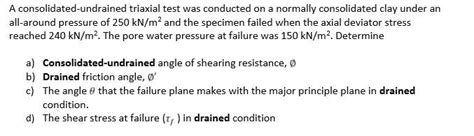 Solved A Consolidated Undrained Triaxial Test Was Conducted Chegg