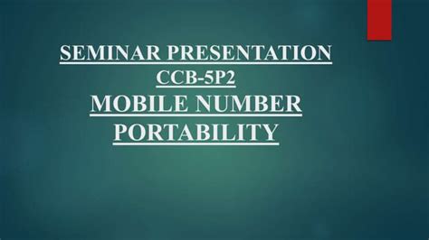 Mobile Number Portability Ppt