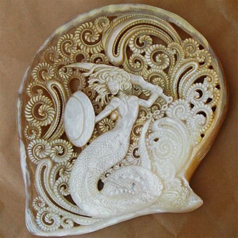 Carved Shell Mother Of Pearl Sculpture