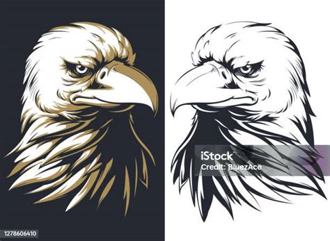 실루엣 대머리 독수리 머리 고립 된 벡터 로고 마스코트 배지 에 블랙 과 화이트 스타일 독수리에 대한 스톡 벡터 아트 및 기타 이미지 독수리 분노 격노한 Istock