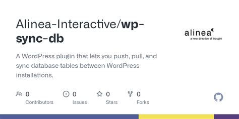 GitHub Alinea Interactive Wp Sync Db A WordPress Plugin That Lets