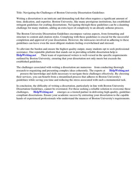 Boston University Dissertation Guidelines Pdf Thesis