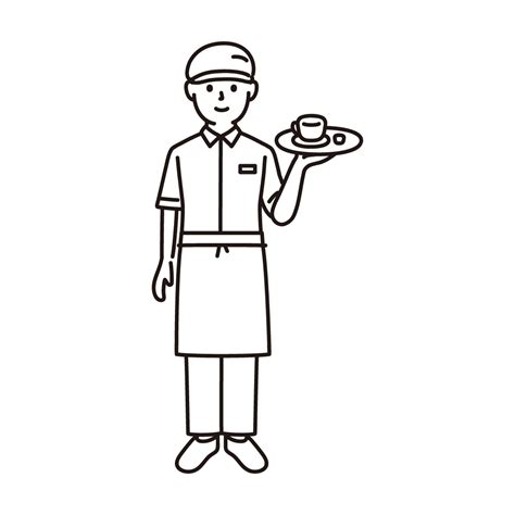 カフェ店員・ウェイターのイラスト｜フリーイラスト素材集 ソコスト